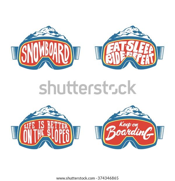 Set Snowboarding Motivation Quotes Typographic Art Stock Vector ...