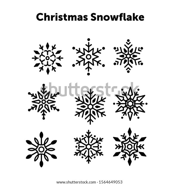 Set Snowflakes Black White Colors Stock Vector (Royalty Free) 1564649053