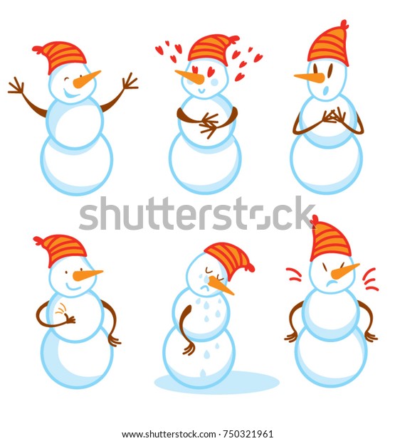 Set Snowman Emoticons Flat Style Vector Stock Vector (Royalty Free ...