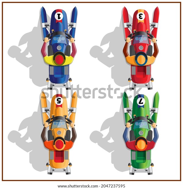 Set Snowmobiles View Above Isolated On Stock Vector (Royalty Free ...