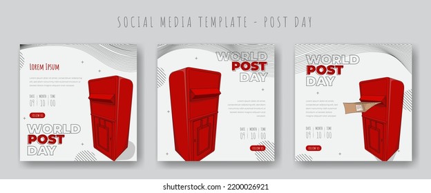 Set Social Media Post Red Post Stock Vector (Royalty Free) 2200026921 ...