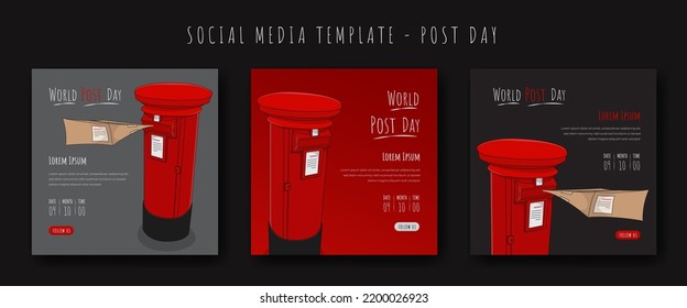 Set Social Media Post Template Cylinder Stock Vector (Royalty Free ...