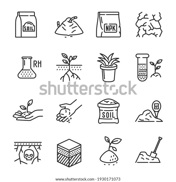 Set Soil Monochrome Contour Line Icon Stock Vector (Royalty Free ...