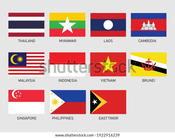Set Southeast Asia Flag On White Stock Vector (Royalty Free) 1922916239 ...
