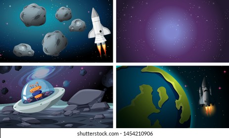 Set Space Backgrounds Illustration Stock Vector (Royalty Free ...