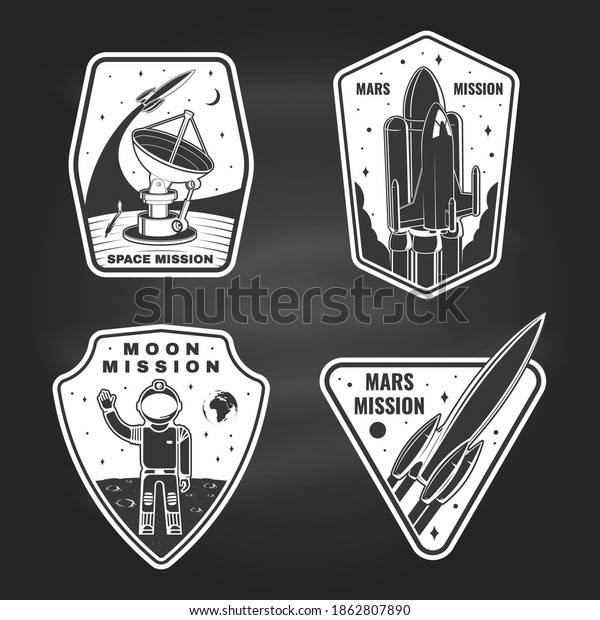 Set Space Mission Logo Badge Patch Stock Vector (Royalty Free ...