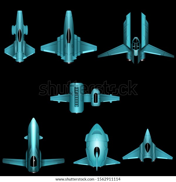Set of space ships for 2d top down space shooter video games