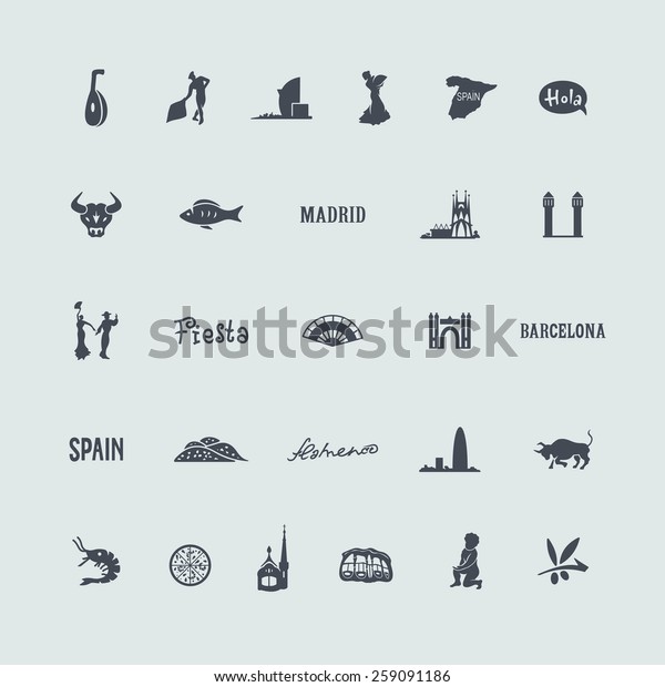 Set Spain Icons: เวกเตอร์สต็อก (ปลอดค่าลิขสิทธิ์) 259091186 | Shutterstock