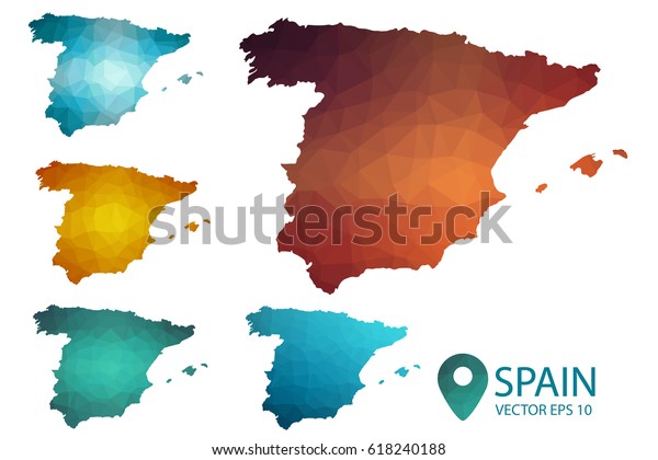Set Spain Maps Bright Gradient Map Stock Vector (Royalty Free ...