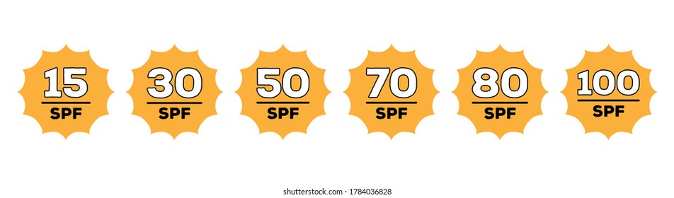 Set Spf Protection Labels Signs Isolated Stock Vector (Royalty Free ...