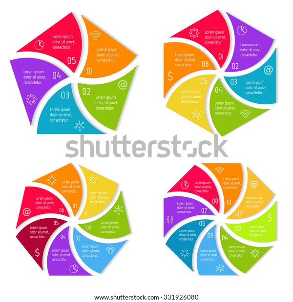 Set Spiral Infographic Diagrams Triangular Parts Stock Vector (Royalty ...