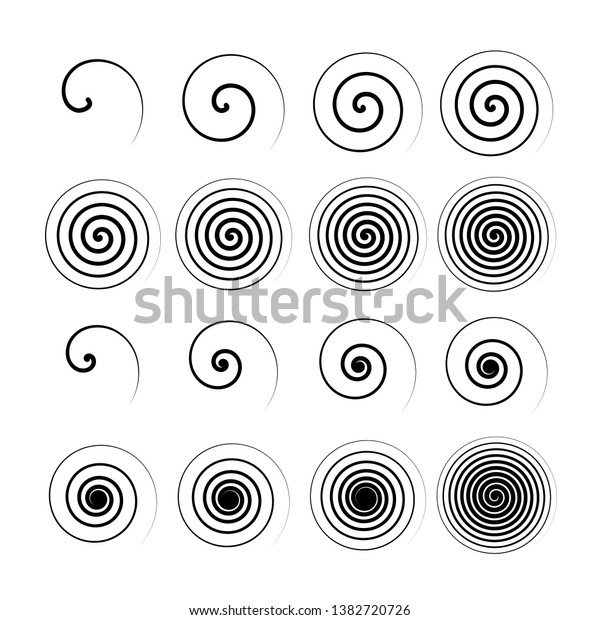 Set Spiral Swirl Different Shapes Collection Stock Vector (Royalty Free ...