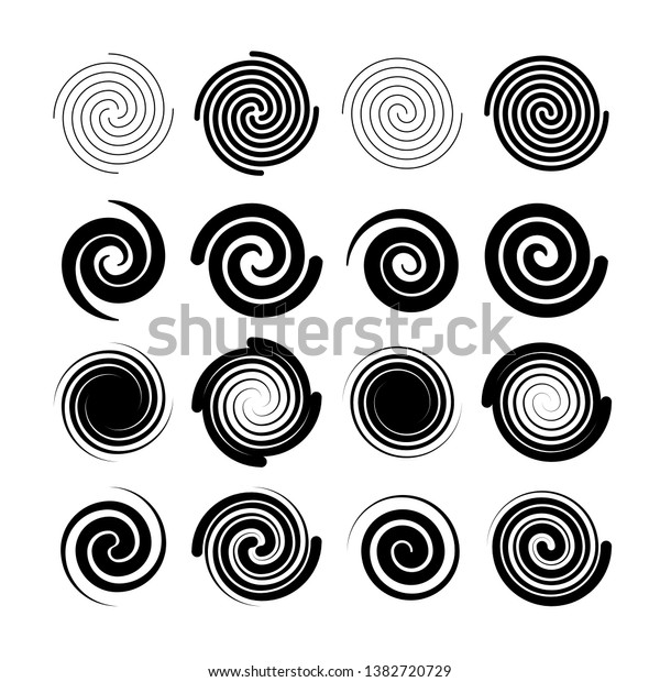 Set Spiral Swirl Different Shapes Collection Stock Vector (Royalty Free ...