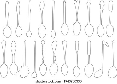 Set Spoons Silhouettes Outline Stock Vector (Royalty Free) 1943950330 ...