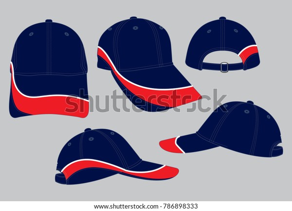 Set Sport Baseball Cap Design Curve Stock Vector (Royalty Free ...