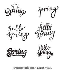 Set Spring Hand Lettering Typography Vector Stock Vector (Royalty Free ...