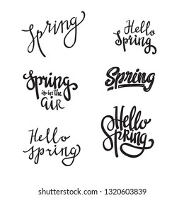 Set Spring Hand Lettering Typography Vector Stock Vector (Royalty Free ...