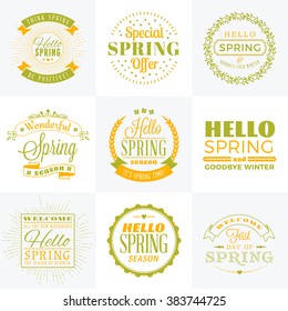 Set Spring Vintage Typographic Badges Vector Stock Vector (Royalty Free ...