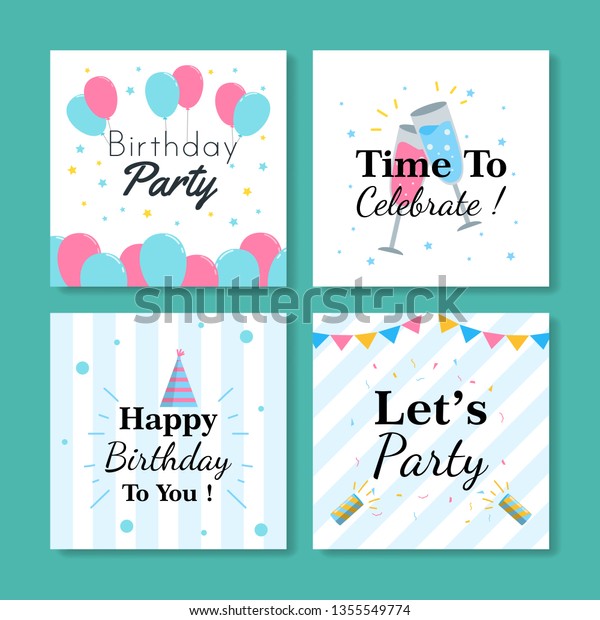 Set Square Birthday Greeting Cards Vol5 Stock Vector (Royalty Free ...