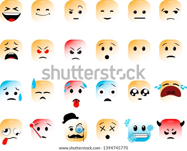 Set Square Emoticons Different Emotions Flat Stock Vector (Royalty Free ...