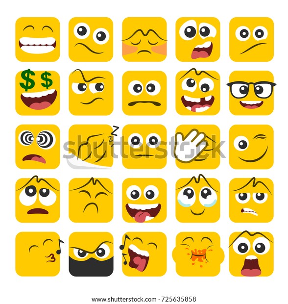 Set Square Emoticons Different Emotions Flat Stock Vector (Royalty Free ...