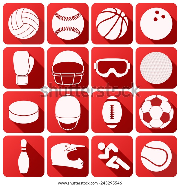 Set Square Sport Icons Long Shadows Stock Vector (Royalty Free ...