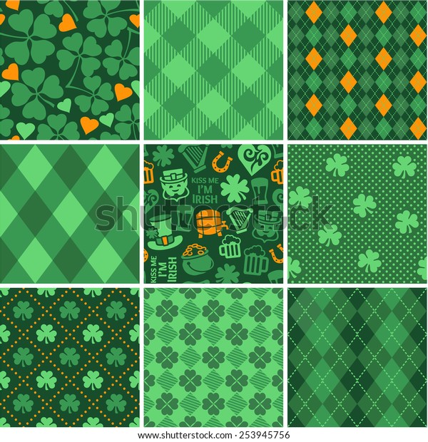 Set St Patricks Day Seamless Patterns Stock Vector (Royalty Free ...