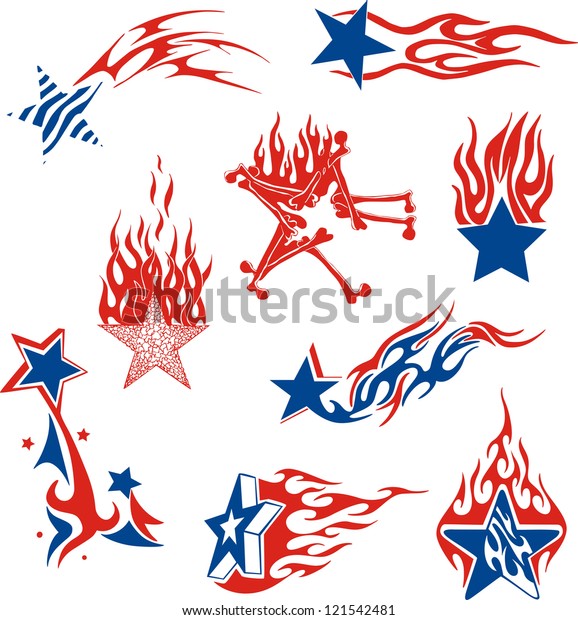 Set Star Flames Color Airbrushing Vector Stock Vector (Royalty Free ...