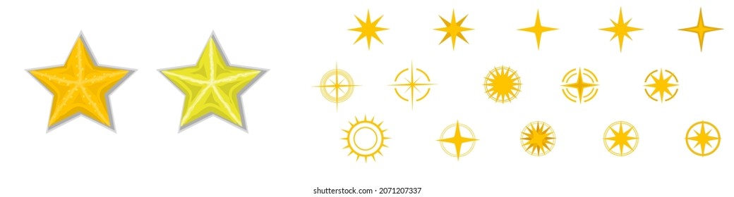 Set Stars Bright Simple Complex Stars Stock Vector (Royalty Free ...