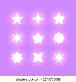 Set Stars Shining Different Shapes Isolated Stock Vector (Royalty Free ...