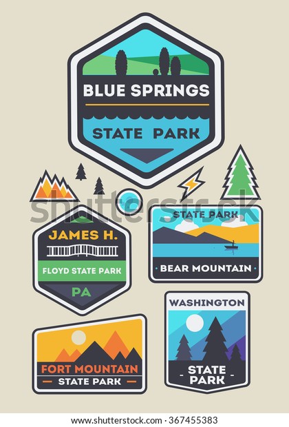 Set State Park Nature Logo Badges Stock Vector (Royalty Free) 367455383