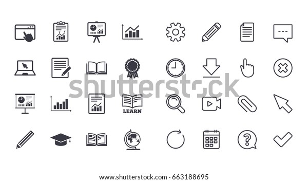 Set Statistics Education Study Icons Presentation Stock Vector (Royalty ...