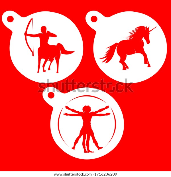 Set Stencils Man Centaur Unicorn Stock Vector (Royalty Free) 1716206209 ...