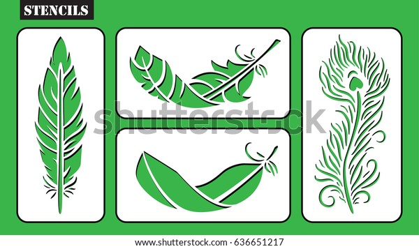 Set Stencils Tribal Feathers Vector Set Stock Vector (Royalty Free ...