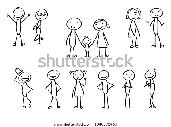 Set Stick Figures Different Emotions Plus Stock Vector (Royalty Free ...