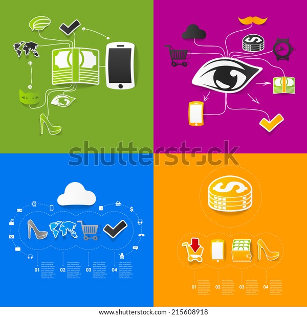 Set Sticker Design Online Shopping Concept Stock Vector (Royalty Free ...