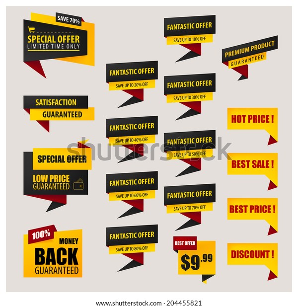 Set Stickers Banners Stock Vector (Royalty Free) 204455821 | Shutterstock
