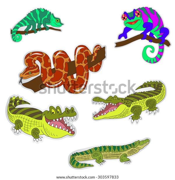 Set Stickers Cartoon Creeping Things Kids Stock Vector (Royalty Free ...