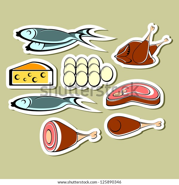 Set Stickers Cheese Fish Eggs Different Stock Vector (Royalty Free ...