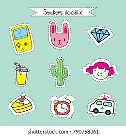 Set Stickers Doodles Stock Vector (Royalty Free) 790758361 | Shutterstock