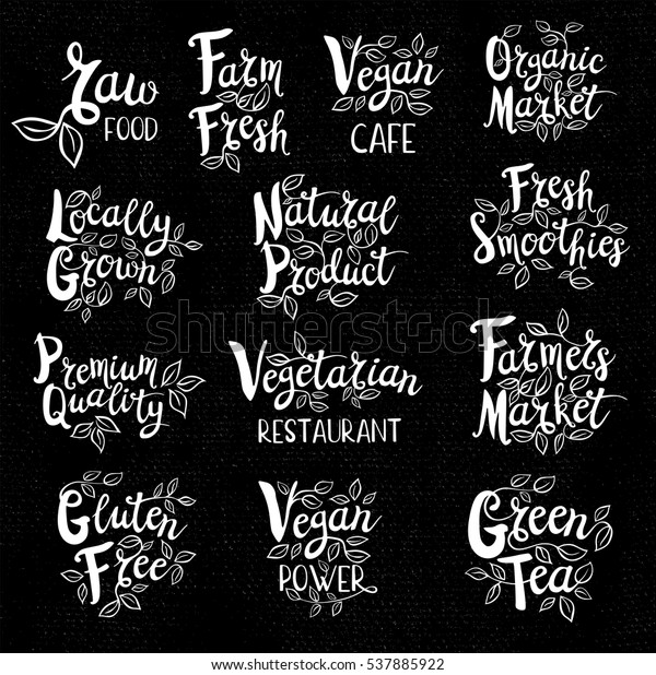 Set Stickers Lettering Design Calligraphy Logo: vector de stock (libre ...