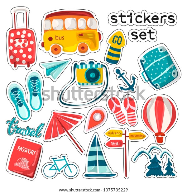 Set Stickers Planning Summer Vacation Travel Stock Vector (Royalty Free ...