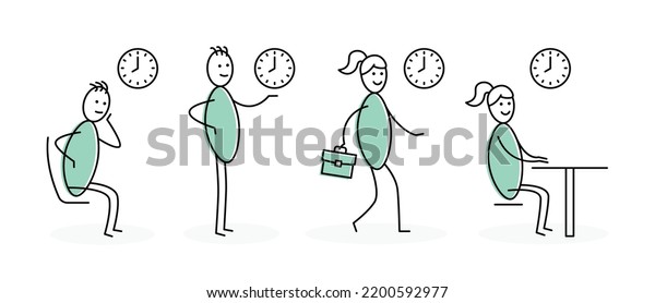 Set Stickman Stick Figure Doing Activity Stock Vector (Royalty Free ...