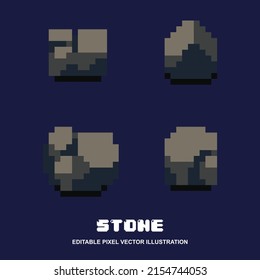 Set Stone Icon Pixel Style Vector Stock Vector (Royalty Free ...