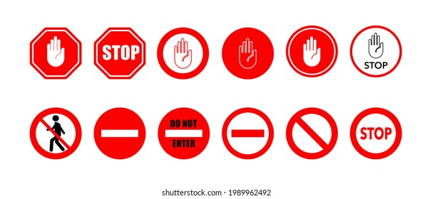 Set Stop Do Not Enter Signs Stock Vector (Royalty Free) 1989962492 ...