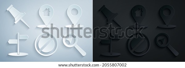 Set Stop Sign Map Pin Road Stock Vector (Royalty Free) 2055807002 ...