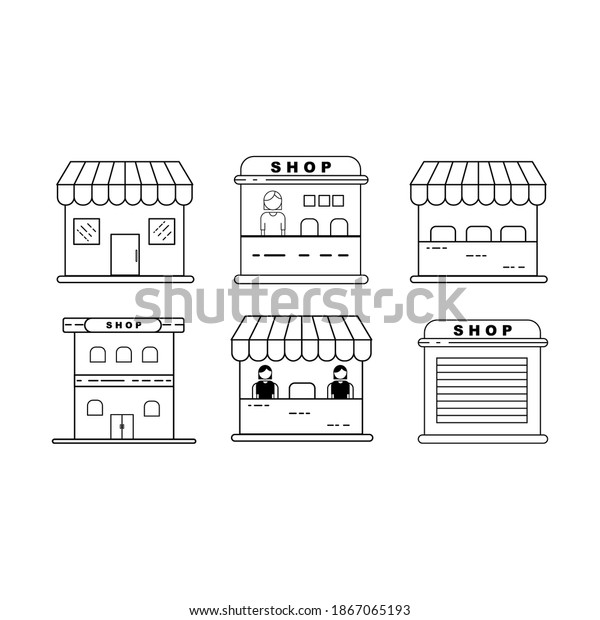 Set Store Icon Line Design Store Stock Vector (Royalty Free) 1867065193 ...