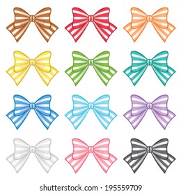 Set Cute Pastel Color Bows Decoration Stock Vector (Royalty Free ...