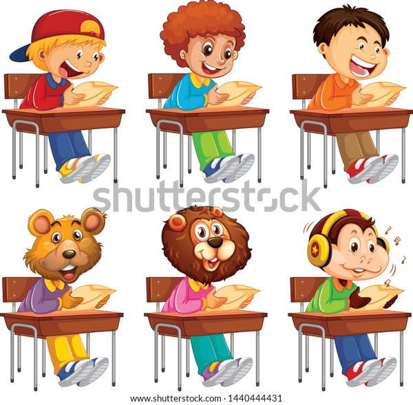 Set Student Taking Exam Illustration Stock Vector (Royalty Free) 1440444431