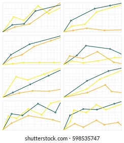 Set Stylish Line Diagrams Graphs On Stock Vector (Royalty Free ...